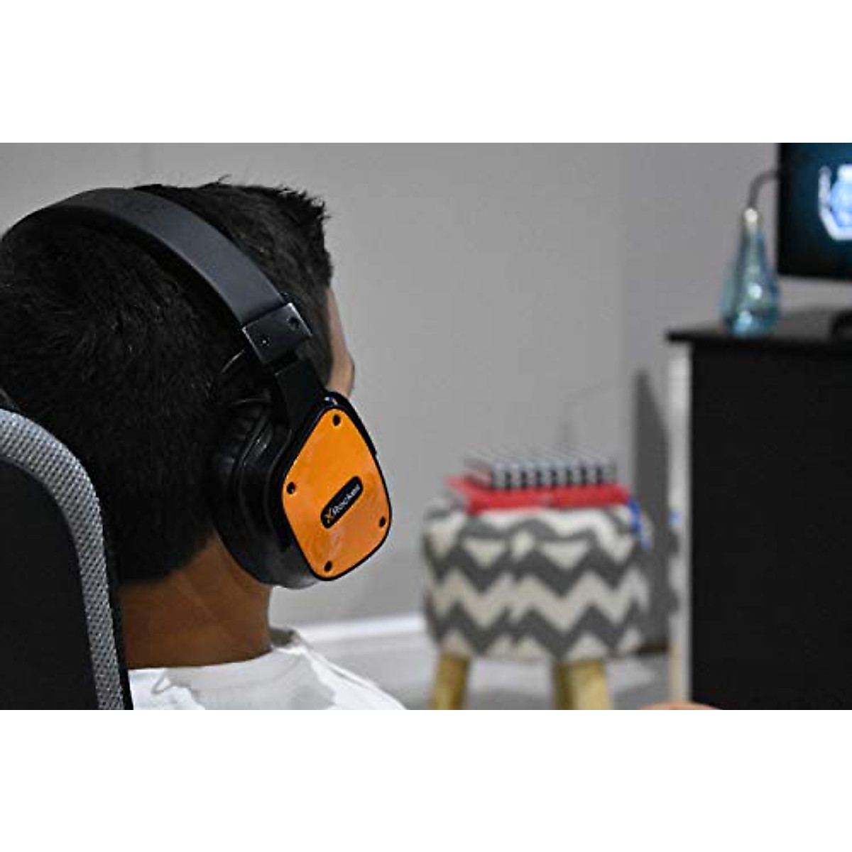 X Rocker, 5188001, XH2 Headset with Microphone, 6.89 x 3.35 x 8.07, Black/Orange
