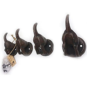 Lulu Decor, Cast Iron Dog Heavy Duty Key Loose Hook (4 Dog Tail Hooks)