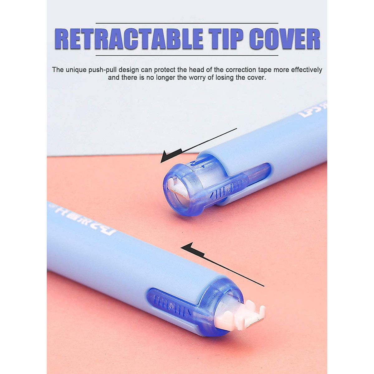 MAYRAIN 5pcs Correction Tape Pen, White, 1/5" x 236", Push-pull Protectiv