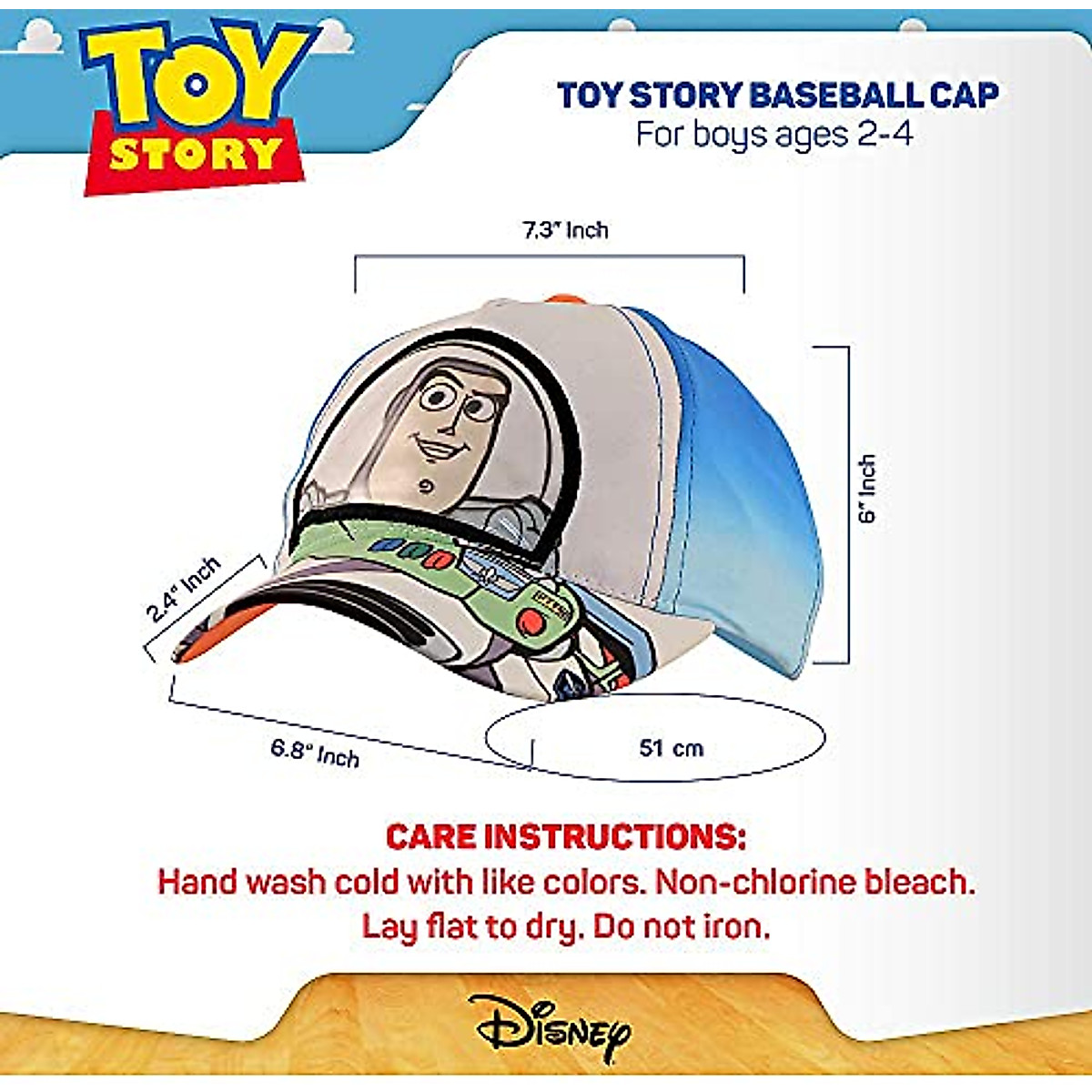 Disney Boys' Little Kid Baseball Cap, Toy Story Buzz Lightyear Adjustable Toddler Hat for Ages 2-4, Multicolor