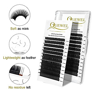 QUEWEL,Eyelash Extension Supplies 0.15 D Curl Mix-8-14mm Classic Individual Lash ExtensionsOptinal 0.03/0.05/0.07/0.10/0.15/0.20 C/D Single 8-25mm Mix 8-14mm 15-20mm 20-25mm(0.15 D MIX-8-14mm)
