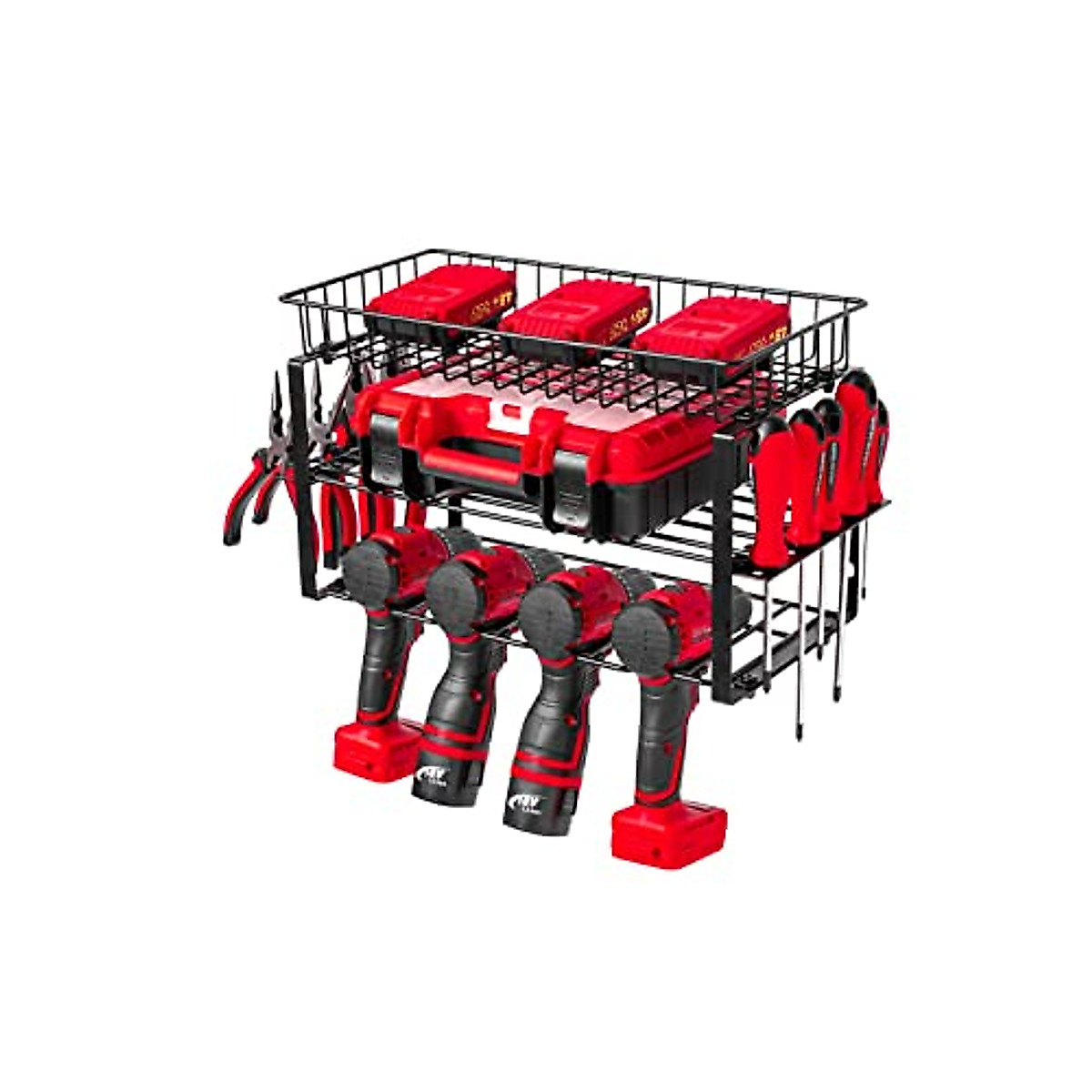 MONOWI Power Tool Organizer Wall Mount - Cordless Drill Holder Wall Mount, Power Tool Storage Rack for Garage Walls, Power Tool Rack Drill Organizer Charging Station