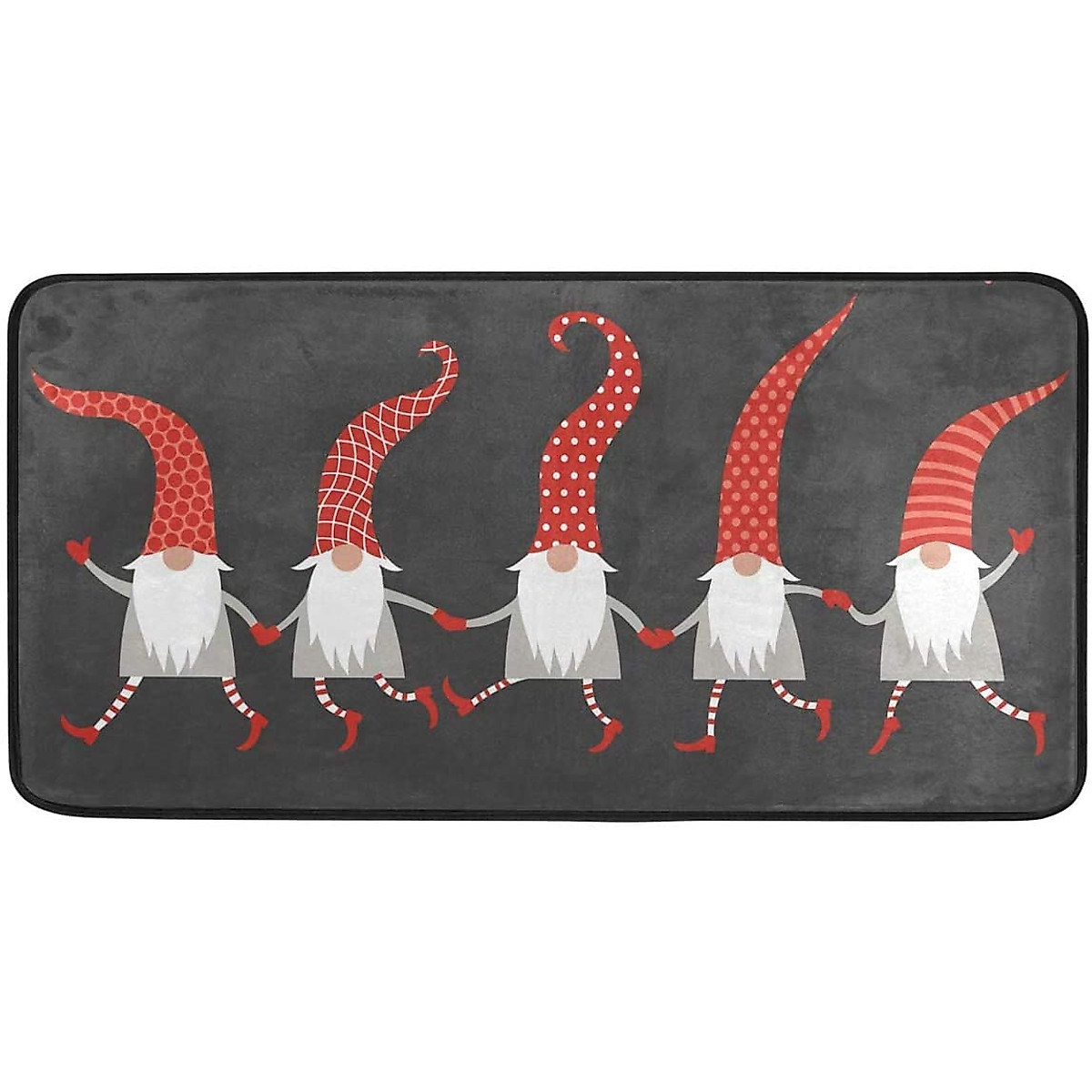 susiyo Kitchen Mat Cute Christmas Gnomes in Red Hats Kitchen Rug Mat Anti-Fatigue Comfort Floor Mat Non Slip Oil Stain Resistant Easy to Clean Kitchen Rug Bath Rug Carpet for Indoor Outdoor Doormat