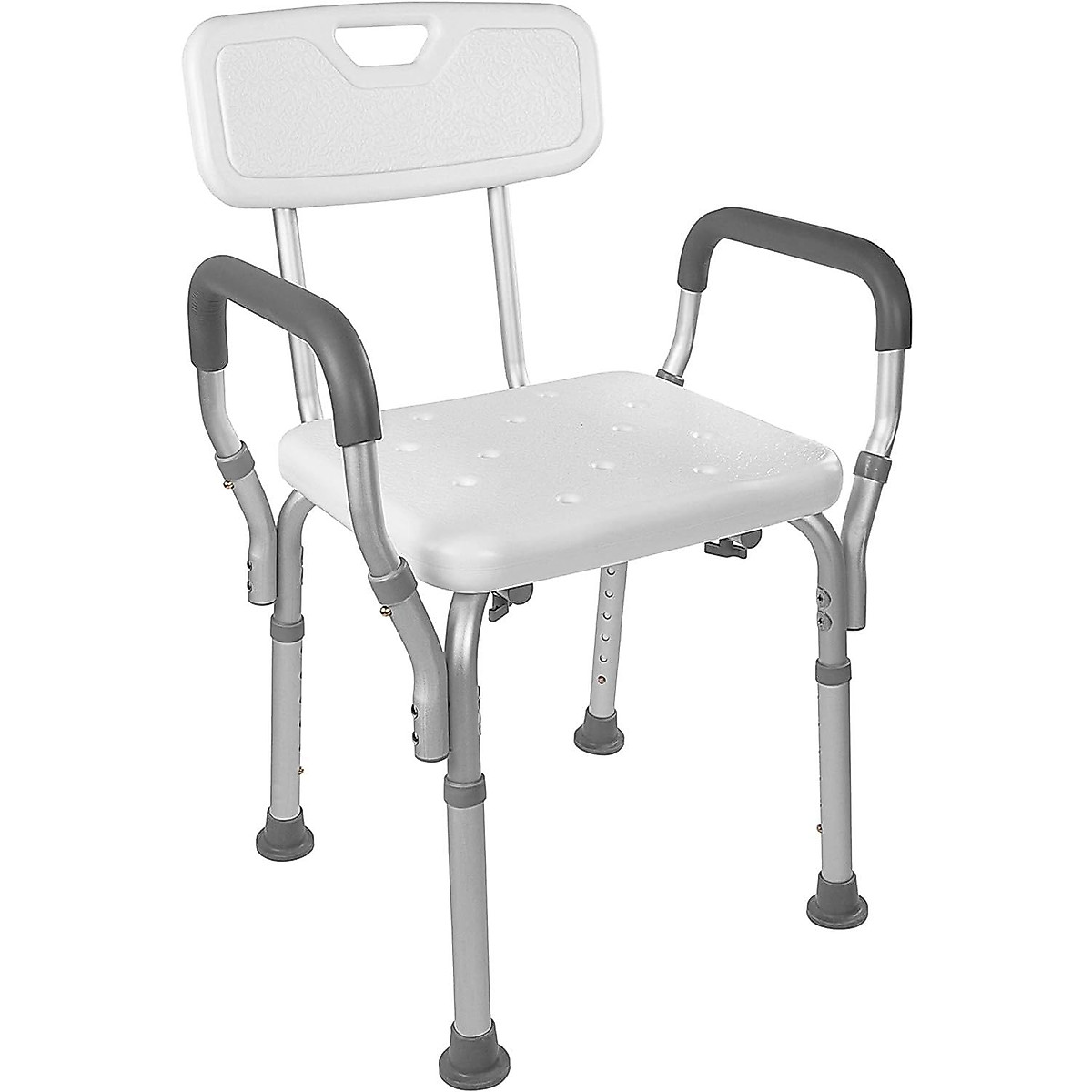 Vaunn Shower Chair Bath Seat with Padded Arms, Removable Back and Adjustable Legs and Vaunn Raised Toilet Seat and Elevated Commode Booster Seat Riser Bundle