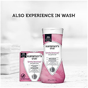 Summer’s Eve Simply Sensitive Daily Gentle Feminine Wipes, pH balanced, 16 Count, 12 Pack