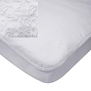American Baby Company Waterproof Fitted Crib and Toddler Mattress Protector, Quilted and Noiseless Crib & Toddler Mattress Pad Cover, White (Little Lamb), 52"x28"x9"