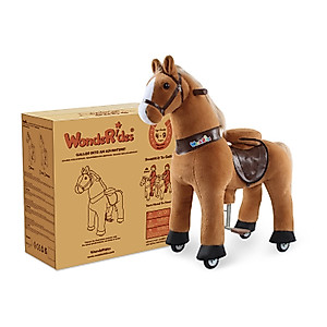 WondeRides Ride on Rocking Horse Toy Pony Cycle Plush Walking Animal Giddy up Pony Mechanical Riding Horse Medium Size 4 for Toddler Age 4-9 (36 Inch Height), Walking Horse Toy with Wheels