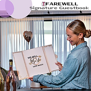 Farewell Party Decorations Guest Book Rose Gold 18"x12" for Women - Unique Goodbye & Going Away Coworker Gift Card - We'll Miss You Signature Board Retirement Party Decorations Gifts for Colleagues