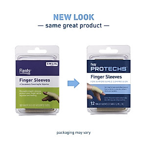 Flents Finger Sleeves, Pain Relief for Arthritis, Inflammation, Tendonitis & Athletic Stress, Plastic Wrap for Support & Compression, Assorted Size - 12 Count