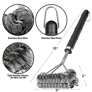 GRILLART Grill Brush Bristle Free & Wire Combined BBQ Brush - Safe & Efficient Grill Cleaning Brush- 17" Grill Cleaner Brush for Gas /Porcelain/Charbroil Grates - BBQ Accessories Gifts for Men