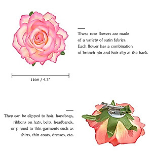 DRESHOW 5 Pcs Rose Hair Clip Flower Bridal Hair Pins Rose Brooch Floral Clips Head Ornament Wedding Hair Accessories Flamenco Dancer Hair Clip for Women Girls