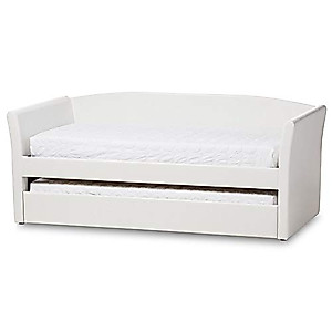 Baxton Studio Camino Modern and Contemporary White Faux Leather Upholstered Daybed with Guest Trundle Bed