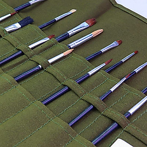 22 Slots Canvas Pencil Roll Wrap Roll Up Pencil Case Large Capacity Art Paint Brush Holder Coloring Pencil Organizer Bag Pen Curtain for Artist Painter Beginner Student Sketch