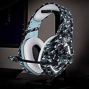 YEYIAN Force Stereo Gaming Headset Mic, Noise Cancelling Over Ear Microphone Headphones, Bass Surround, Soft Earmuffs, Compatible with PS4 Xbox One PS5 Nintendo Controller PC Laptop Games, Winter Camo