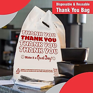 Concession Essentials Disposable & Reusable Thank You T-Shirt Bags- Pack of 100