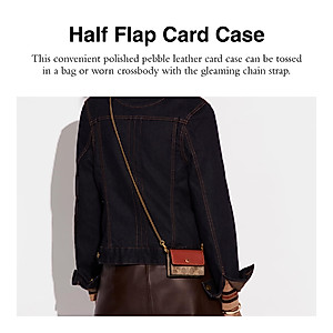 Coach Women's Colorblock Coated Canvas Signature Half Flap Card Case, Tan Rust, One Size