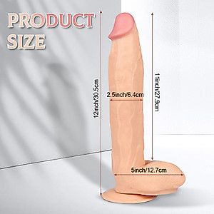 Used for Couple in The Bedroom and Everywhere You Wanted, Soft Silicone Suction Cup Realistic Classic Wand (12 inches) - XjmFj26-8