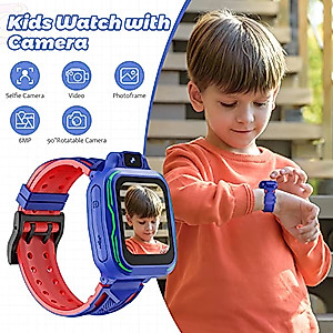 Kids Watch Boys with Camera,Children Digital Smart Watch Touchscreen with Video Mp3 Alarm Pedometer Games for Age 3-9 Years Old Christmas Birthday Gifts - Dark Blue with 32GB SD Card