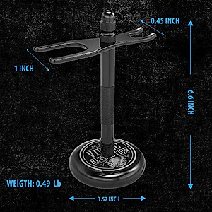 Long Handle Double Edge Safety Razor - Butterfly Open Razor with 10 Japanese Stainless Steel Double Edge Blades and Black Safety Razor Stand