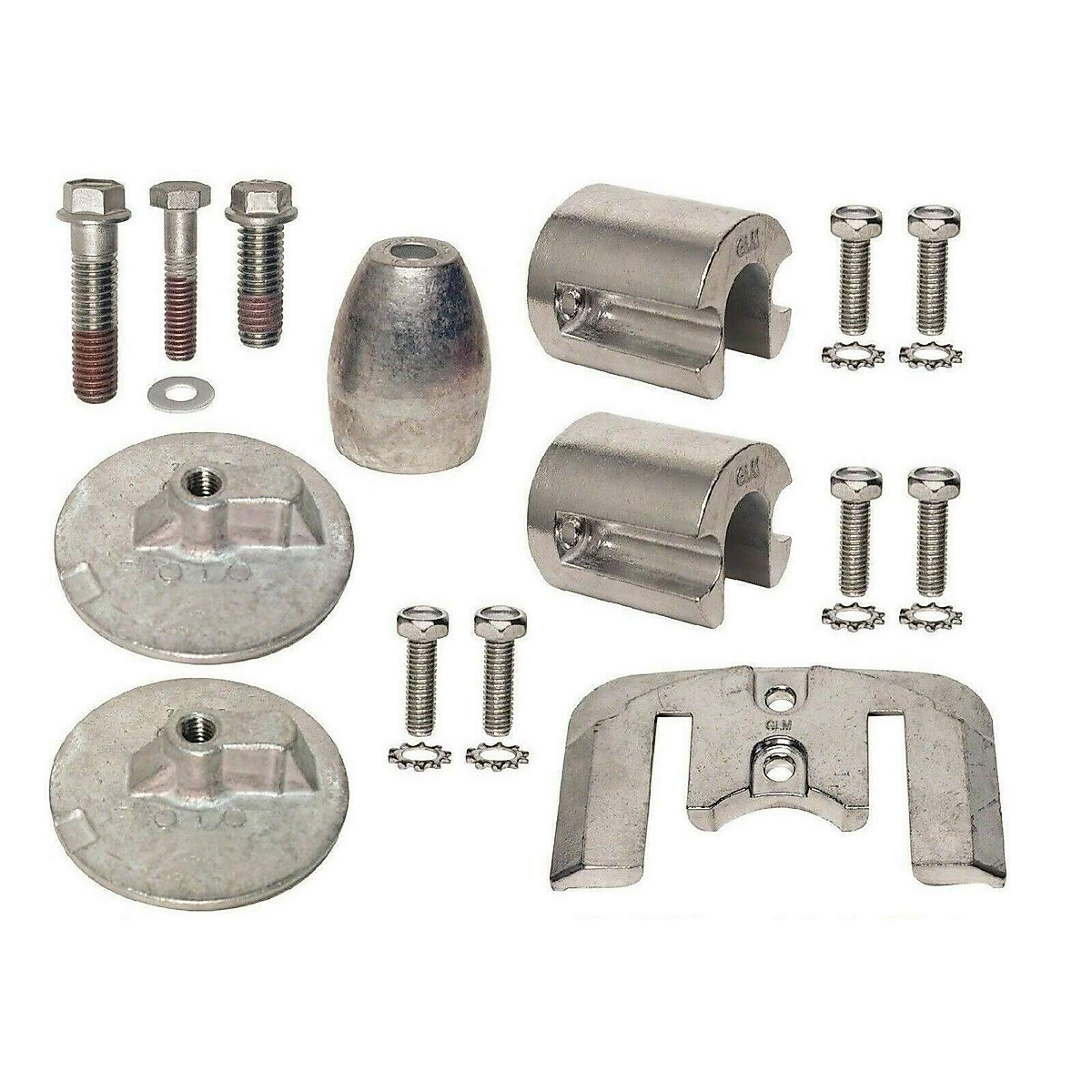 GLM Aluminum Anode Kit for Mercruiser Bravo 3 III Stern Drives 2004 & Up Replaces OEM 888761Q02 888761Q04