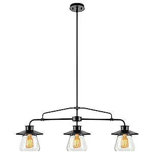 Globe Electric 64845 Nate 3-Light Pendant, Oil Rubbed Bronze, Clear Glass Shades