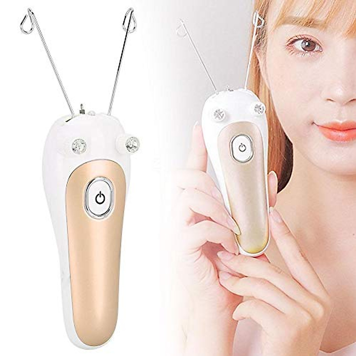Enrilior Electric Face Threader Threading Face,Threading Epilator Physical Hair Remover for Face Arm Leg Use(Gold)