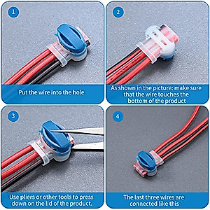 3 Way Wire Connectors Locks Wire Connectors Electrical IDC 314-box Wire Connectors Self-Stripping Pigtail Connectors for 22-14 AWG Cables Robotic Lawn Mowers Irrigation Applications(60 Pieces)