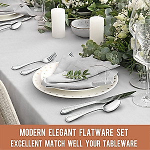 Paincco 60-Piece Silverware Set Service for 12, Stainless Steel Flatware set, Pearled Edge Cutlery Set Includes Knife Fork Spoon, Beading Eating Utensil for Home Kitchen Restaurant, Dishwasher Safe