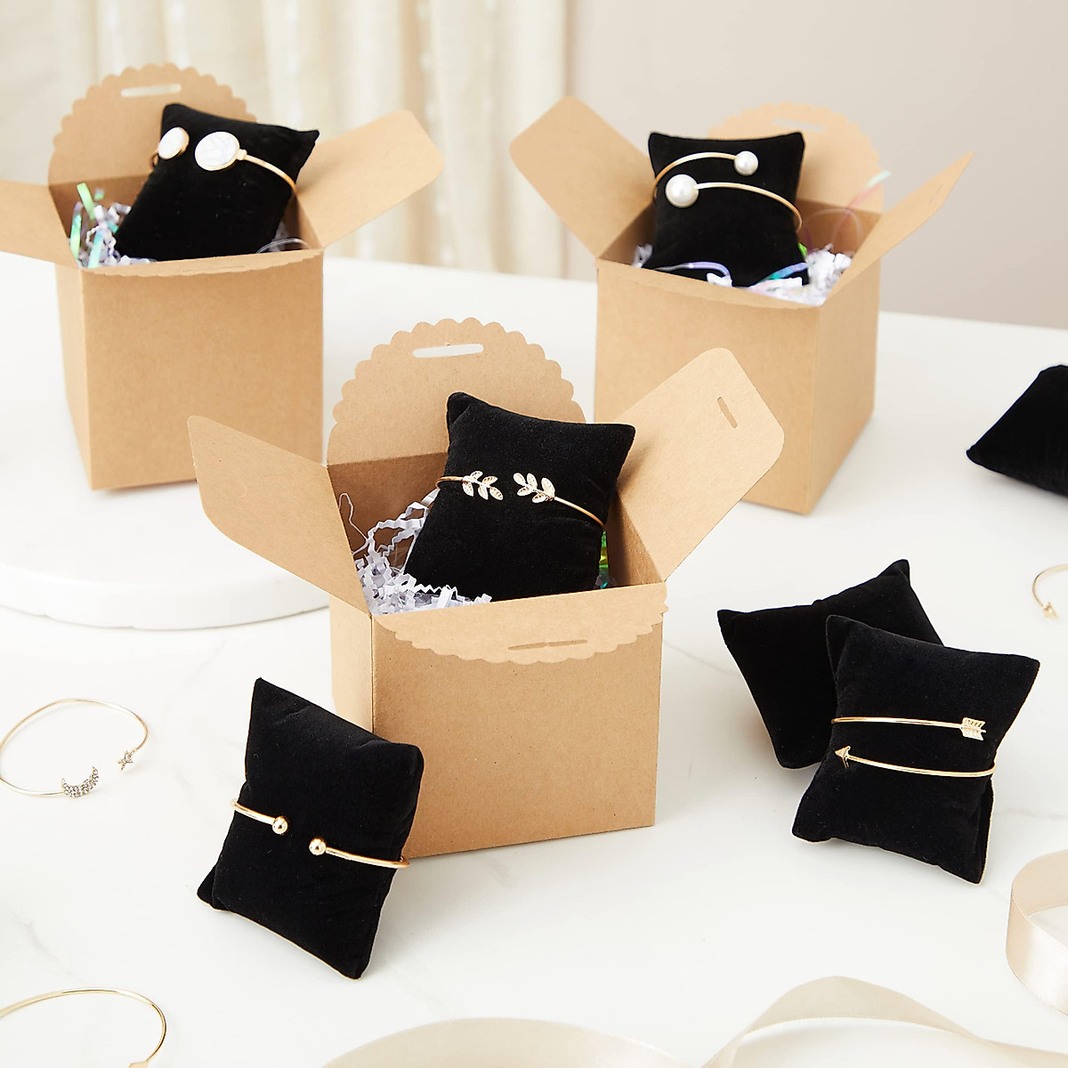 Juvale 12 Pack Velvet Bracelet Cushion Pillows for Watches and Bangles, Jewelry Display for Selling, Black (3 x 3 in)