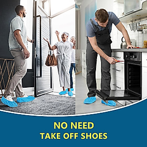 squish Shoe Covers Disposable Non Slip, Thick Extra Disposable Boot Covers Slip Proof Shoe Cover for Indoors Outdoors Recyclable Durable Protector Covers Fits Virtually Most Shoes 100 Pack(50 pairs)