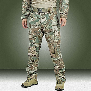 Tactical Pants Mens Wear Resistant Waterproof Military Combat Jogging Pants Men Multi Pocket Camo Cargo Trousers Gray M