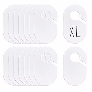 16 Pack Clothing Rack Size Dividers, Large Oval Blank Hanger Closet Dividers, Writable Clothing Dividers Tags, for Cloth Store, Closet Cloth, Home, Reusable