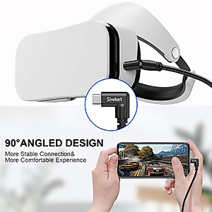 Siwket USB C Link Cable 13ft/4m, USB3.0 A to USB Type C Cable 90 Degree 5Gbps Data Transfer USB C Charging Cable for Quest 1/2, Virtual Reality Headset Galaxy S21 S20 Note20
