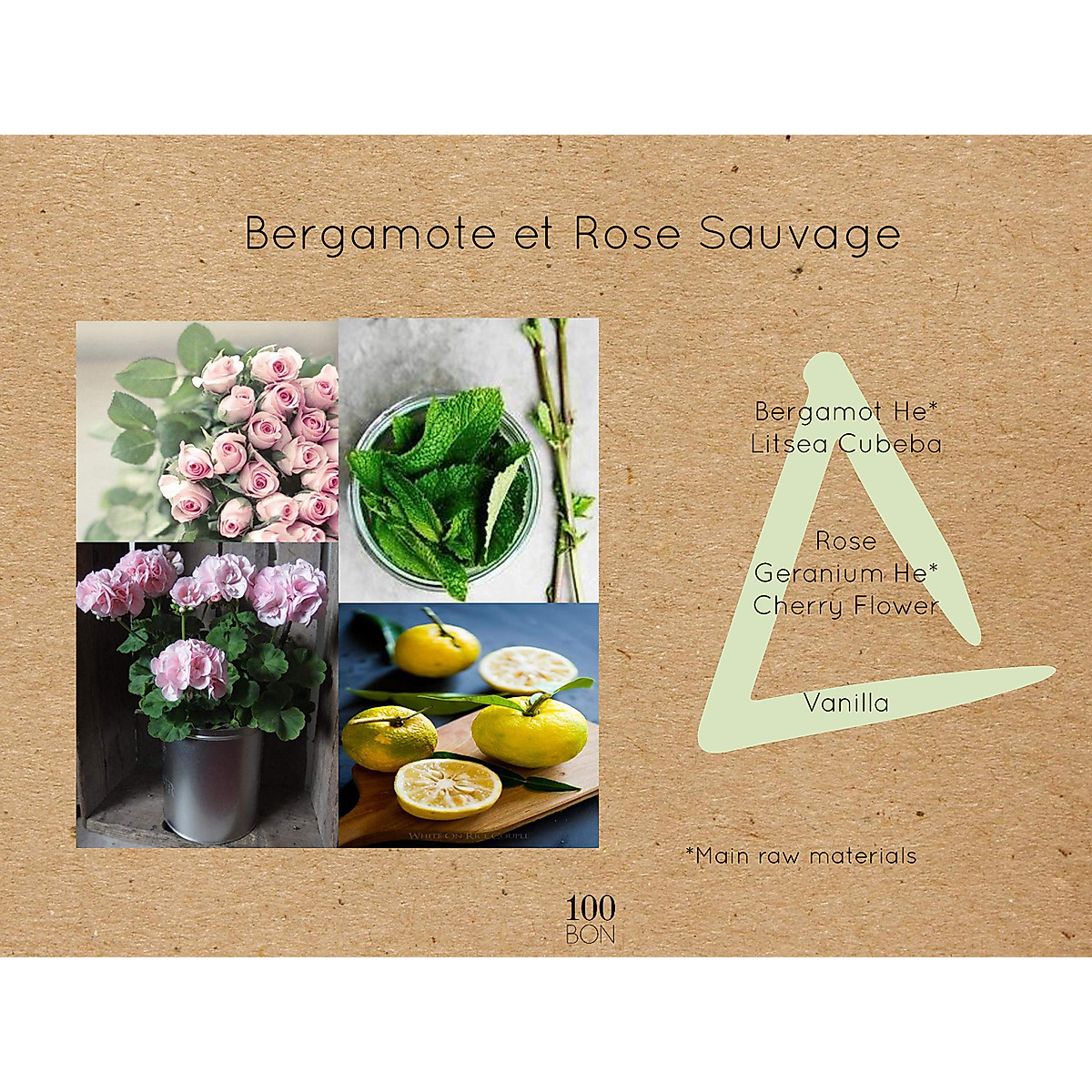 100BON Bergamote & Rose Sauvage – Bergamot & Wild Rose Fragrance for Women & Men – Invigorating Organic Fragrance with Spicy, Citrus & Rose Water Fragrance - 100% Fragrance Spray, 0.5 Fl Oz