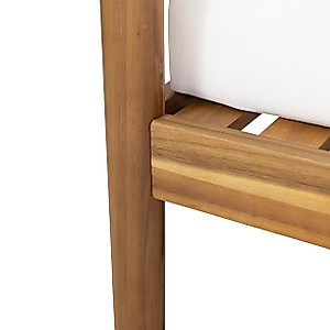 Christopher Knight Home Outdoor Acacia Wood Loveseat and Coffee Table with Cushions, Teak and Cream