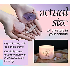 Healing Crystal Candle, 12oz - 3 wick Aquarius, Gemini, Libra Zodiac Candles with Crystals Inside. Zodiac Gifts for Women, Real Crystals and Healing Stones Manifestation Candle, Meditation Candle