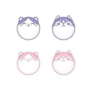 PlayVital Husky & Kitty Cute Thumb Grip Caps for PS5/4 Controller, Silicone Analog Stick Caps Cover for Xbox Series X/S, Thumbstick Caps for Switch Pro Controller - Pale Red & Light Violet