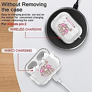 Anime Case Cover for AirPods Pro 2 (2022),Cute Cartoon Pink Bunny Pattern Soft Silicone Shockproof Protective Cover Kawaii Charging Case with Funny Rabbit Keychain for Women Kids