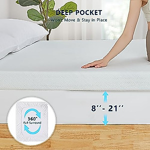 Timimi Memory Foam Mattress Topper Queen - 3 Inch Gel Cooling Mattress Pad for Queen Size Bed with Removable Washable Cover(21'' Deep Pocket) - Bed Topper for Back Pain (CertiPUR-US Certified - White)