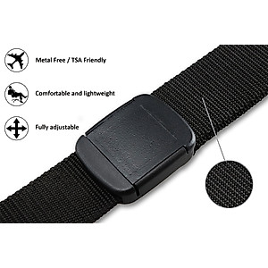 Hiker Belt Nylon Blend Outdoor Web Adjustable Buckle (Black)