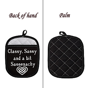 LEVLO Dragonfly Fans Gift Sassenach Merchandise for Jamie Fraser Fans Classy Sassy and A Bit Sassenachy Dragonfly Pot Holders (Classy Sassy)