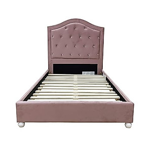 Acme Reggie Twin Bed in Pink Fabric