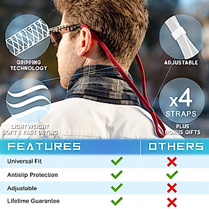 Anchor Glasses Straps Glasses Strap 4 Pack Sunglasses Strap Adjustable Stretch Universal Fit for Kids to Adult Sport Eyewear Holder Retainer