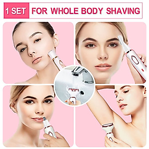 Electric Lady Shaver, Women Razors for Shaving Cordless 4-in-1 Painless Shaver for Women Face, Legs and Underarm, Portable Bikini Trimmer Wet & Dry Hair Removal, Cordless - Micro USB Rechargeable