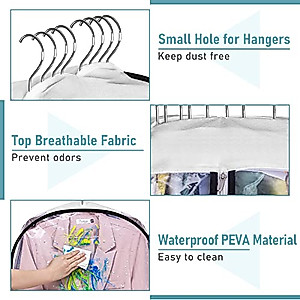 MISSLO 10" Gusseted All Clear Garment Bags for Hanging Clothes 40" Suit Bags for Closet Storage Hanging Clothes Storage Bags for Shirts, Coats, Dresses, 3 Packs