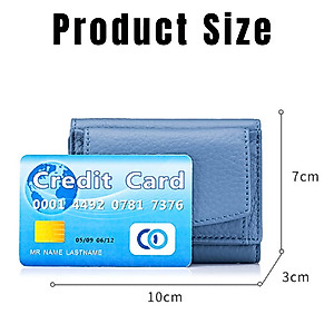 soputry 2023 New Unisex Anti-Credit Card Fraud Folding Mini Wallet, Vegan Mini Wallet For Women Small Trifold Leather Wallet (Blue)