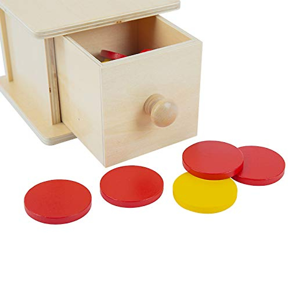 Adena Montessori Infant Toddlers Coin Box Montessori Toys for 6-12 Months Baby (Typical - Drawer Comes Out)