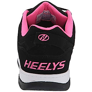HEELYS Girl's Voyager Tennis Shoe, Black/Pink, 2 M US Big Kid