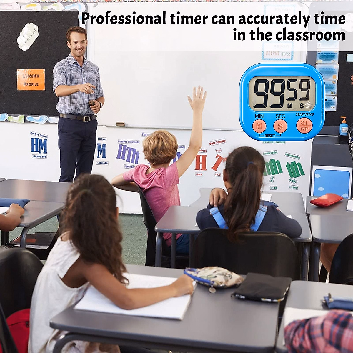 PLERISE Timers,Classroom Timer for Kids,Kitchen Timer for Cooking,Egg Timer,Magnetic Digital Timer for Teacher,Study,Exercise,Oven,Cook,Baking,Desk - 2 Pack, Blue