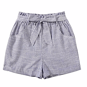 Shakumy Women Casual Elastic Waist Striped Bowknot Shorts Loose Stretch Summer Beach Shorts with Pockets Workout Hot Pants